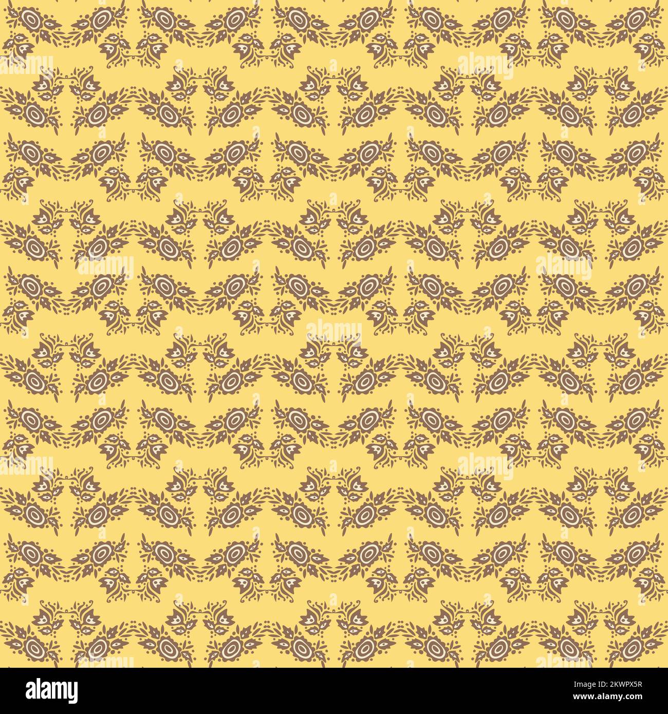 botanical folksy seamless vector pattern in ochre yellow Stock Vector ...