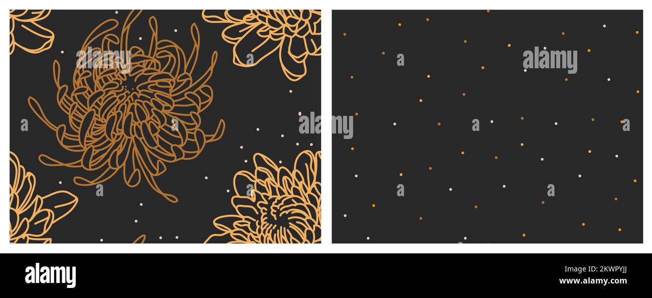 Vector abstract illustration seamless patterns set with magic celestial ...