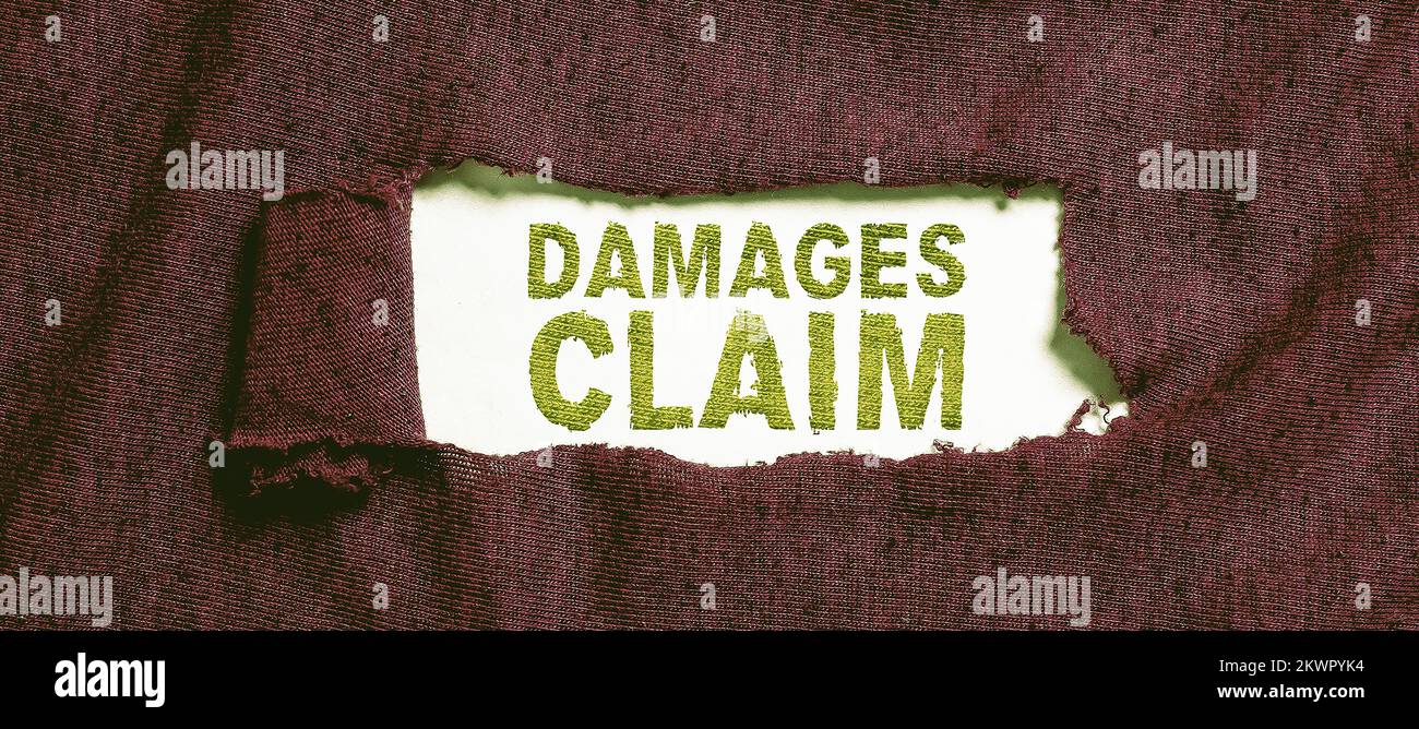 Text showing inspiration Damages Claim. Conceptual photo Demand ...