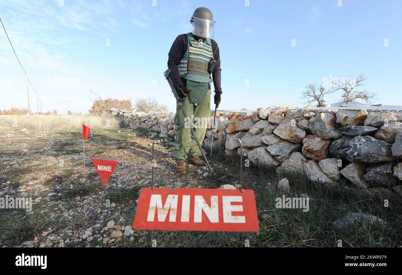 16.02.2014., Drnis, Croatia - Members of AKD Mungos (Mongoose) demined ...