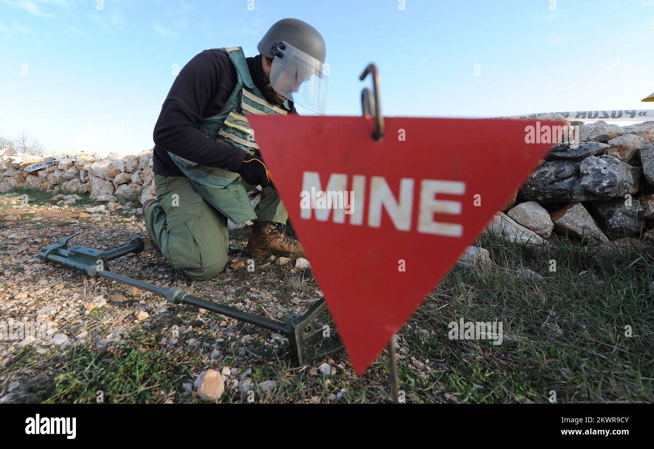 16.02.2014., Drnis, Croatia - Members of AKD Mungos (Mongoose) demined ...