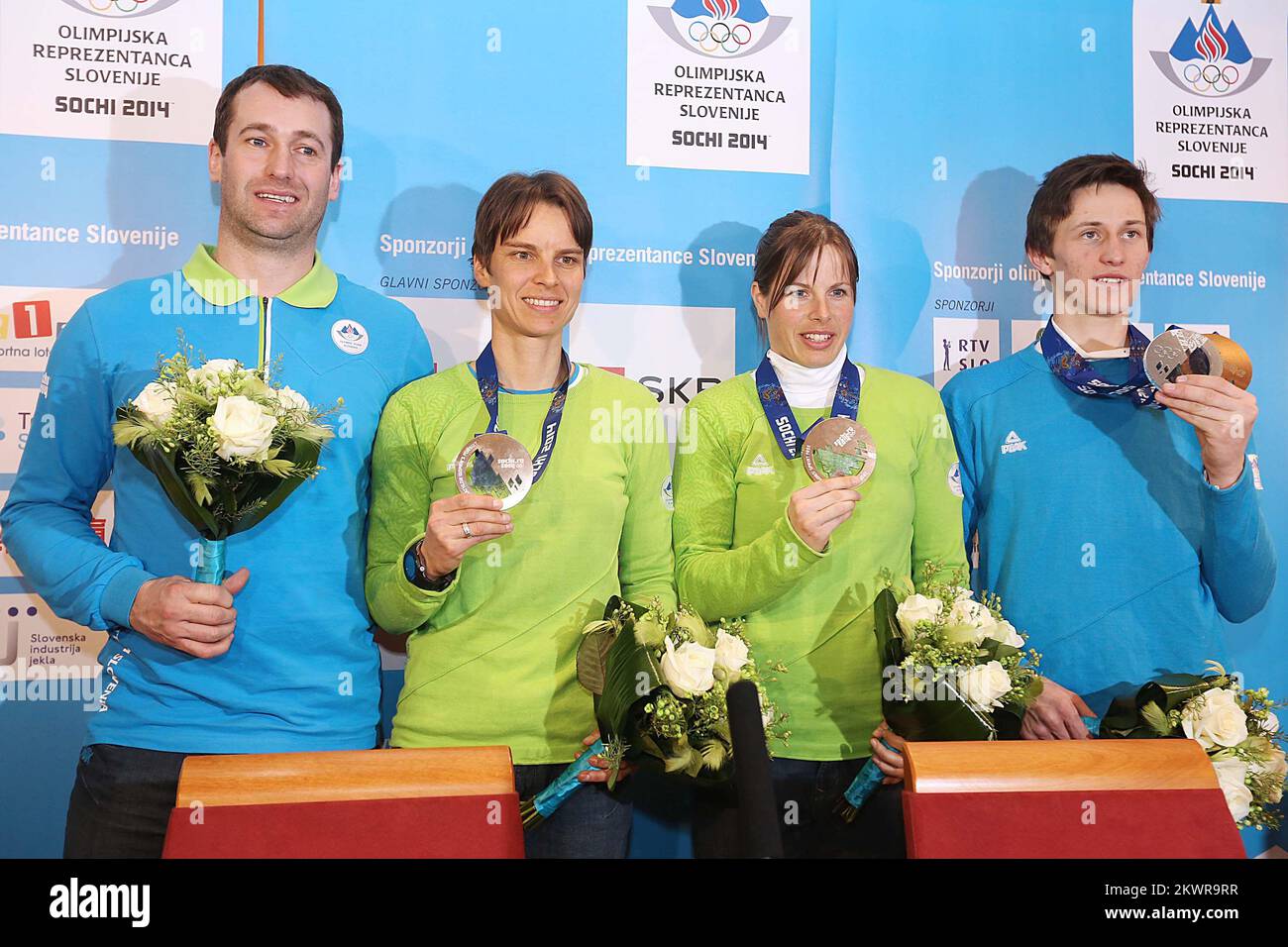19.02.2014., Ljubljana, Slovenia - Slovenian athletes arrived from ...