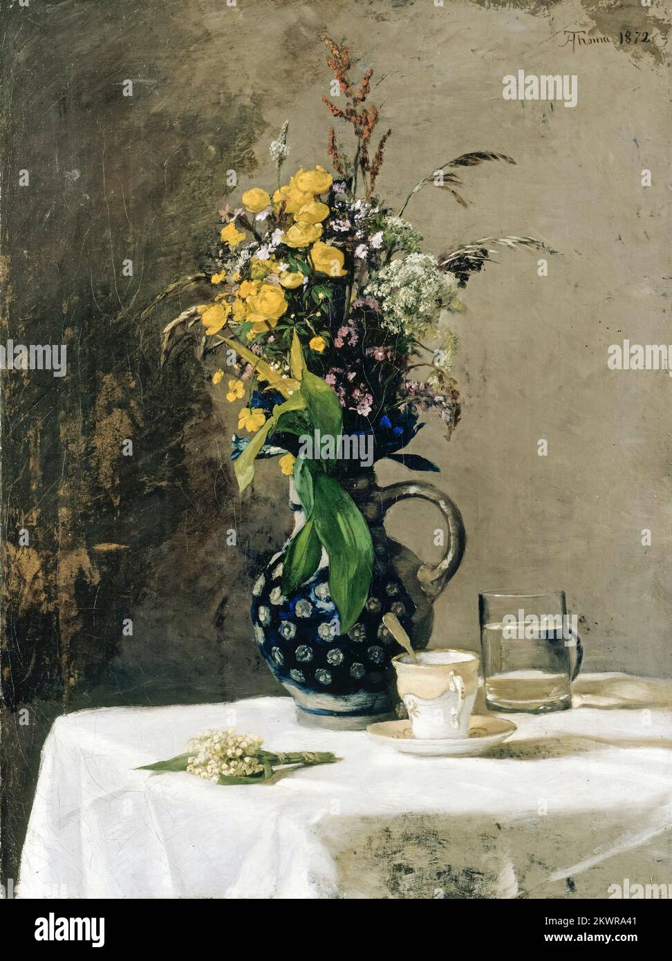 Hans Thoma still life painting, Bouquet of wild flowers, oil on canvas ...