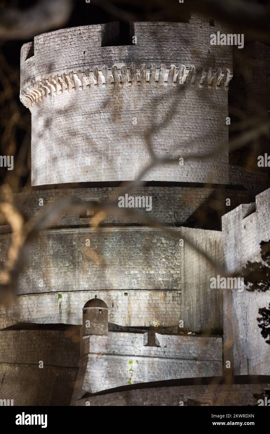 08.03.2014., Croatia, Dubrovnik - Cty and its historic center at night ...