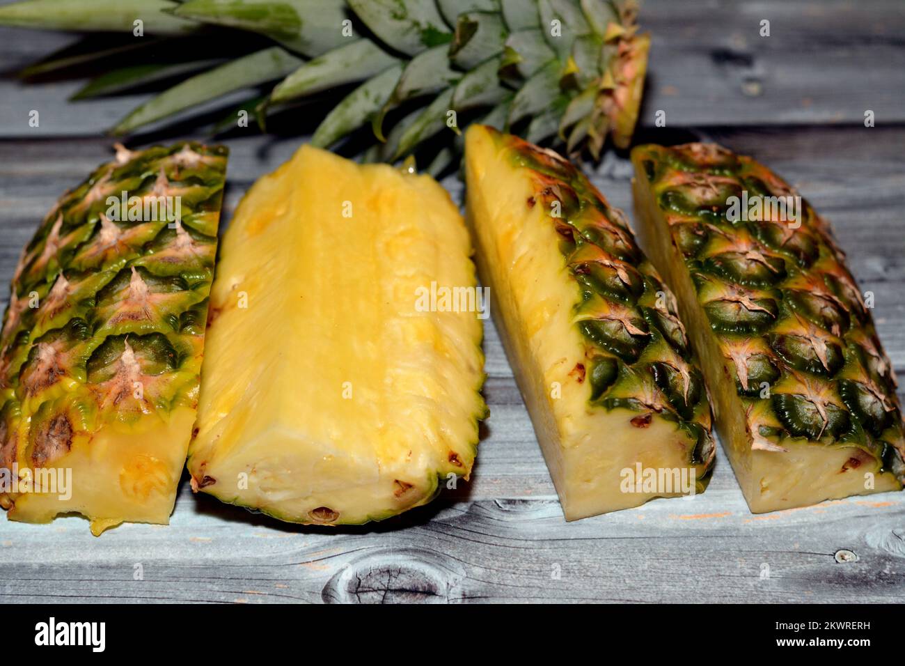 The Pineapple (Ananas comosus), a tropical plant with an edible fruit ...