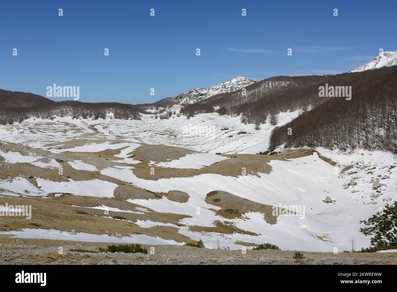 16.03.2014., Croatia, Southern Velebit - Melting snow on the southern ...