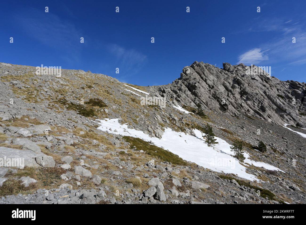 16.03.2014., Croatia, Southern Velebit - Melting snow on the southern ...