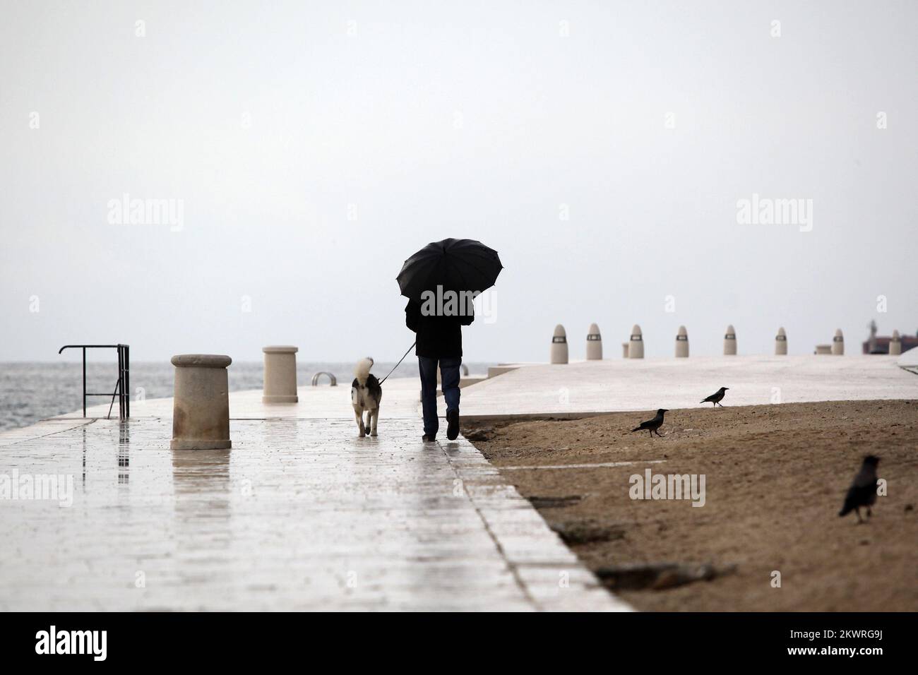26.03.2014., Croatia, Zadar - Gloomy and rainy day in Zadar, with only ...