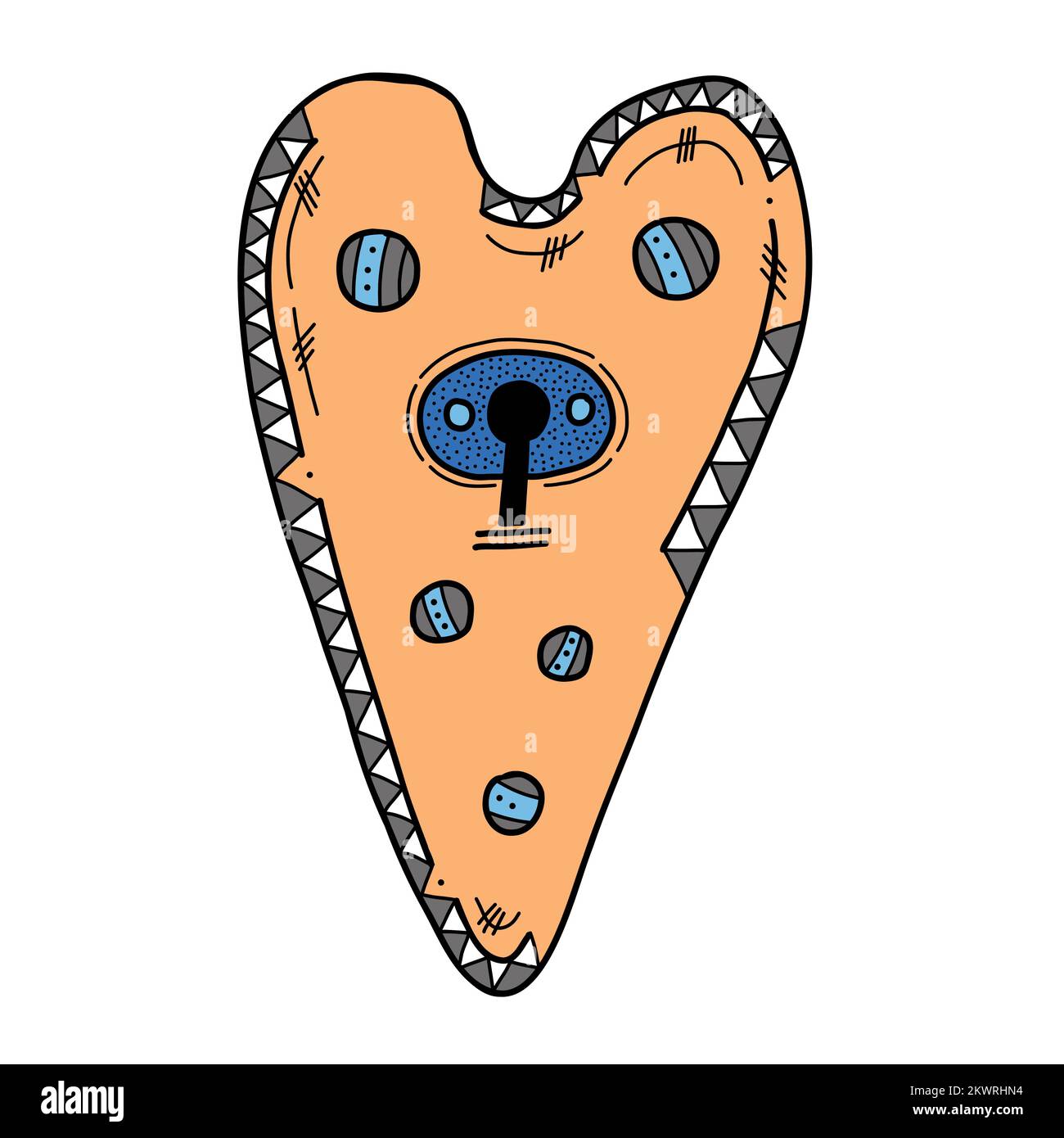 Vintage heart-shaped castle. A hand-drawn retro vector object ...