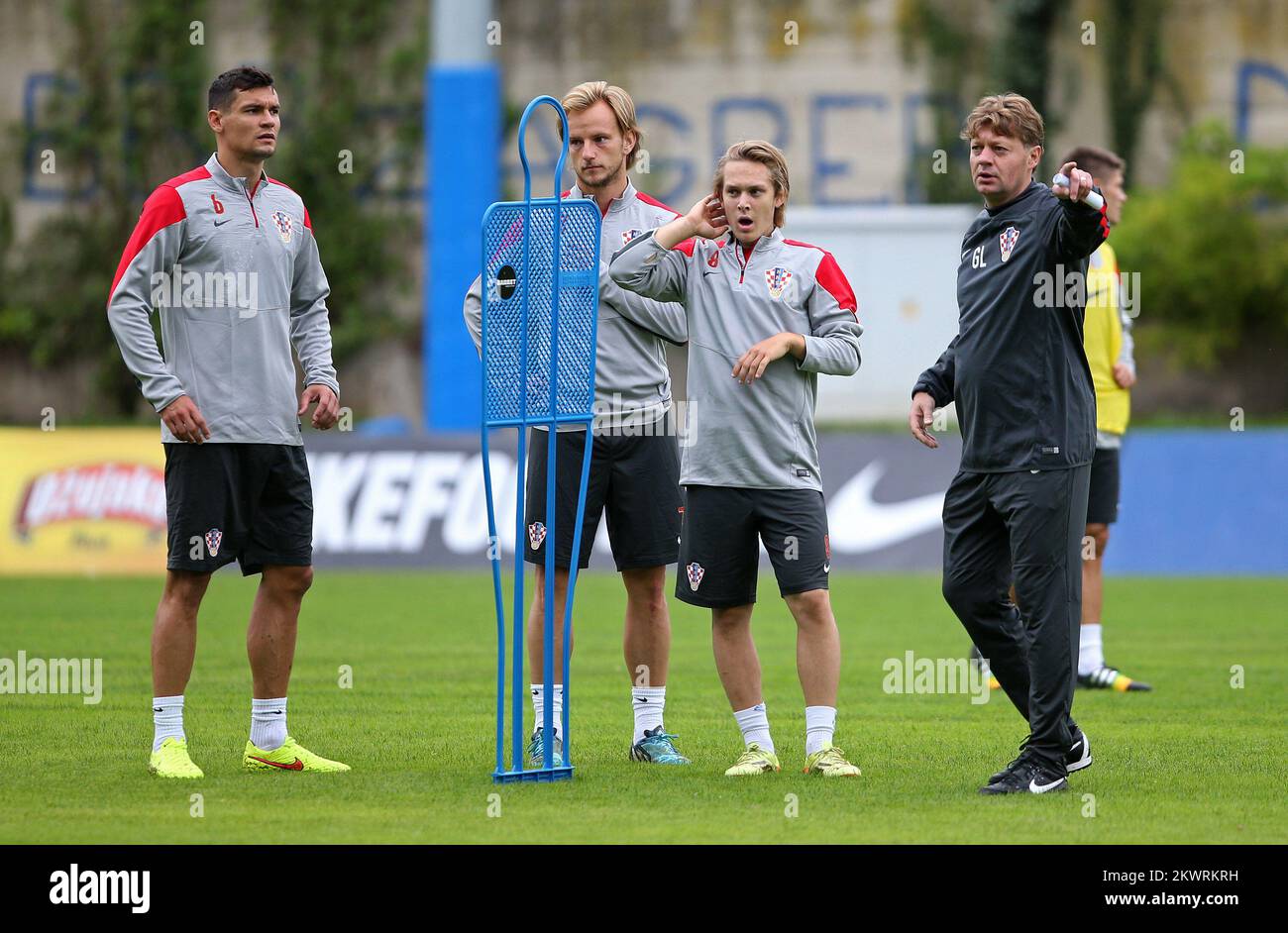 Alen Halilovic, Ivan Rakitic, Dejan Lovren during training of Croatian ...