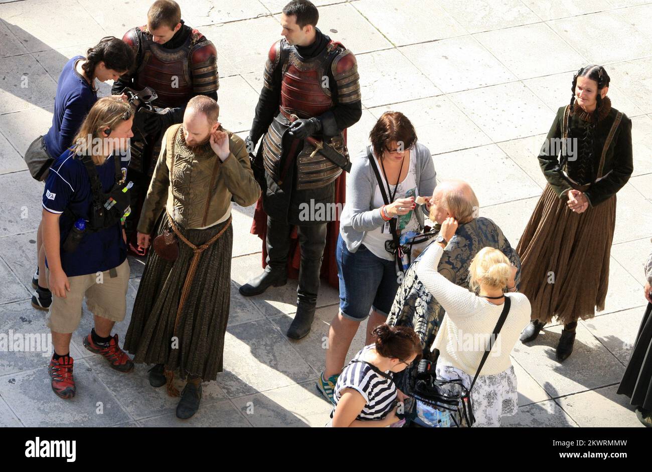 Mark Gatiss, Roger Ashton Griffiths seen during filming of the 5th ...