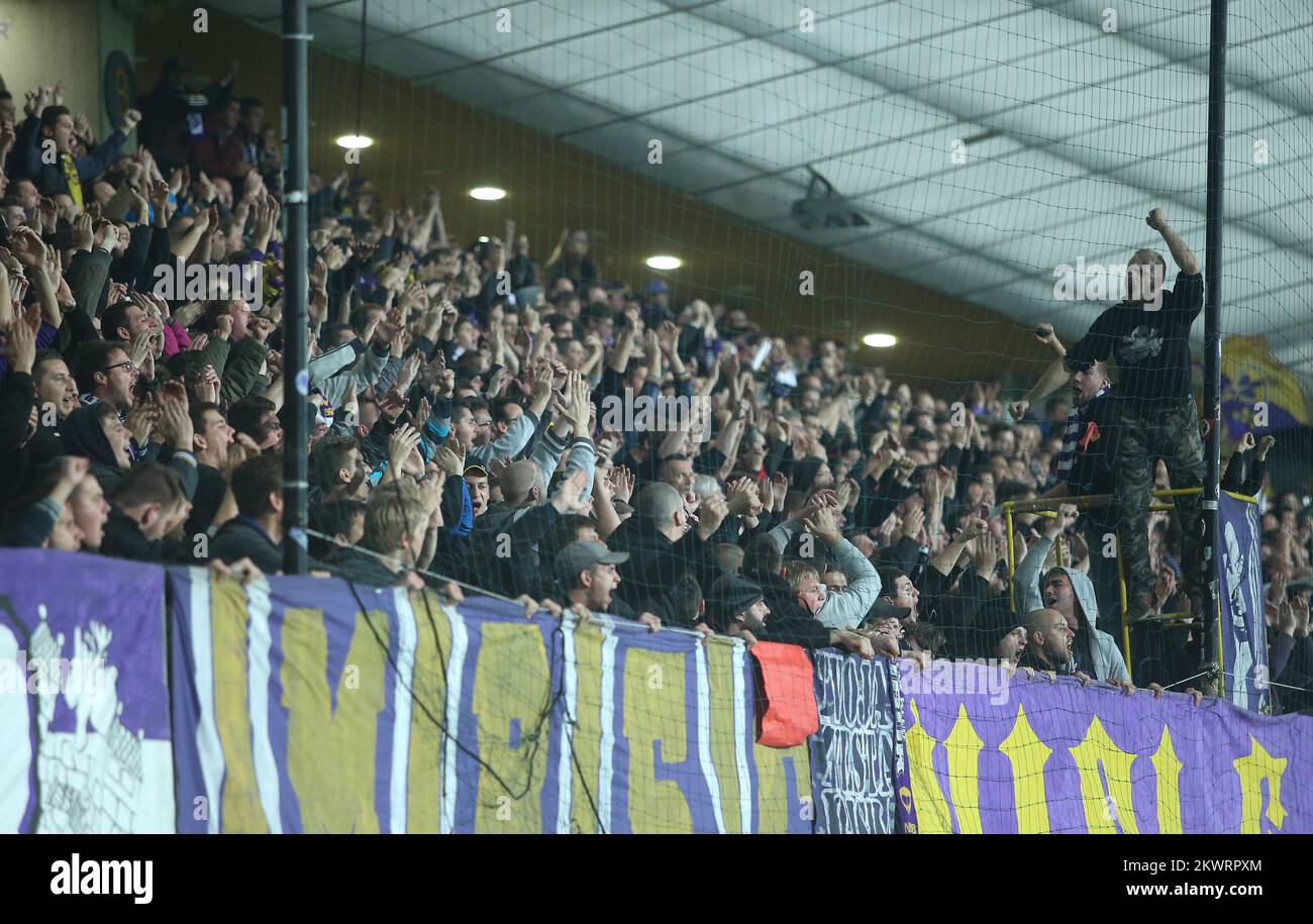 Chelsea FC. Supporters during the UEFA Champions League Group G match ...