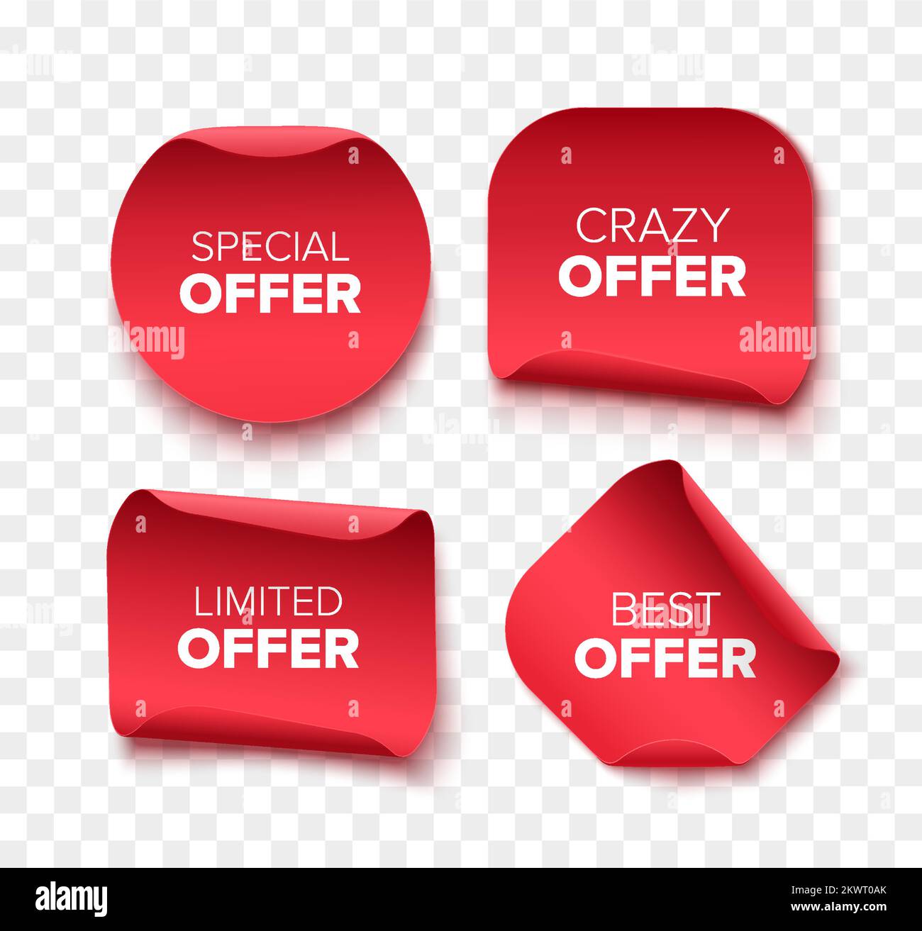 Collection of Offer Tags. Red Discount Labels. Vector Illustration ...