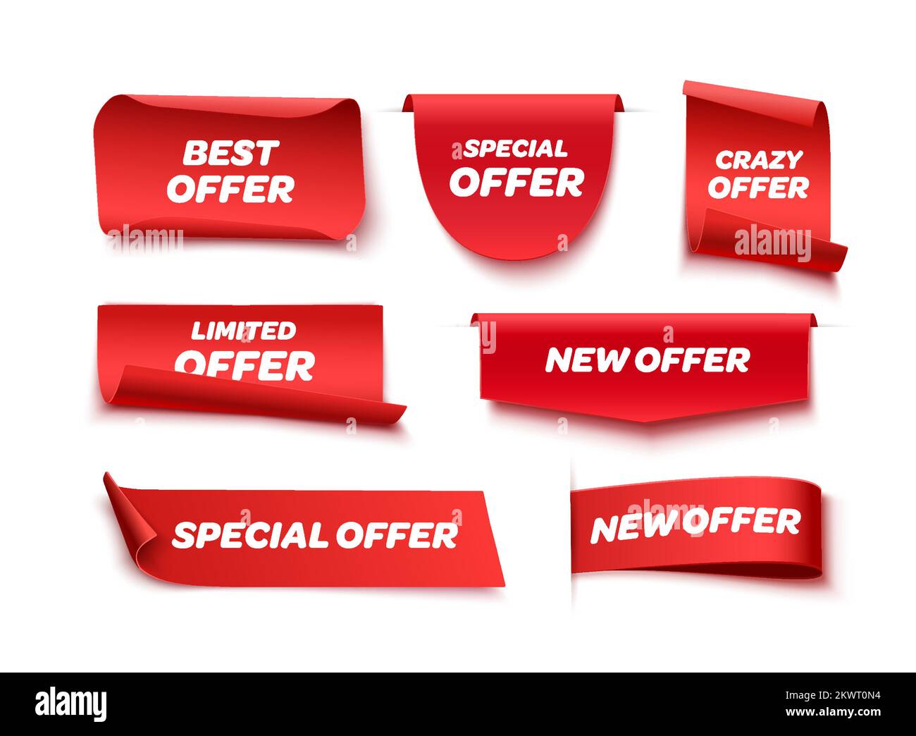 Collection of Offer Tags. Red Discount Labels. Vector Illustration ...