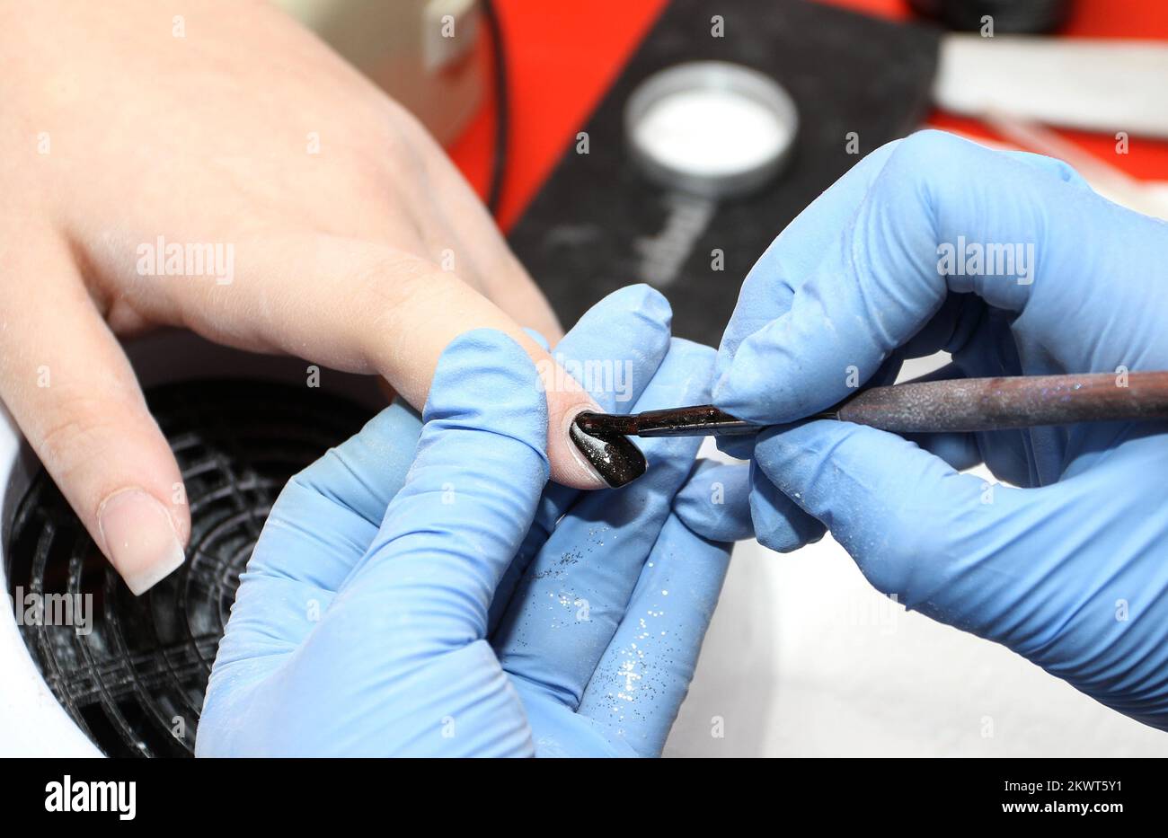 24.02.2015., Karlovac, Croatia - Nail polish in a specialized salon ...