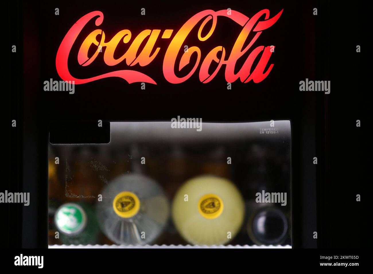 02.03.2015., Croatia, Zagreb - Coca Cola fridge with non-alcoholic ...