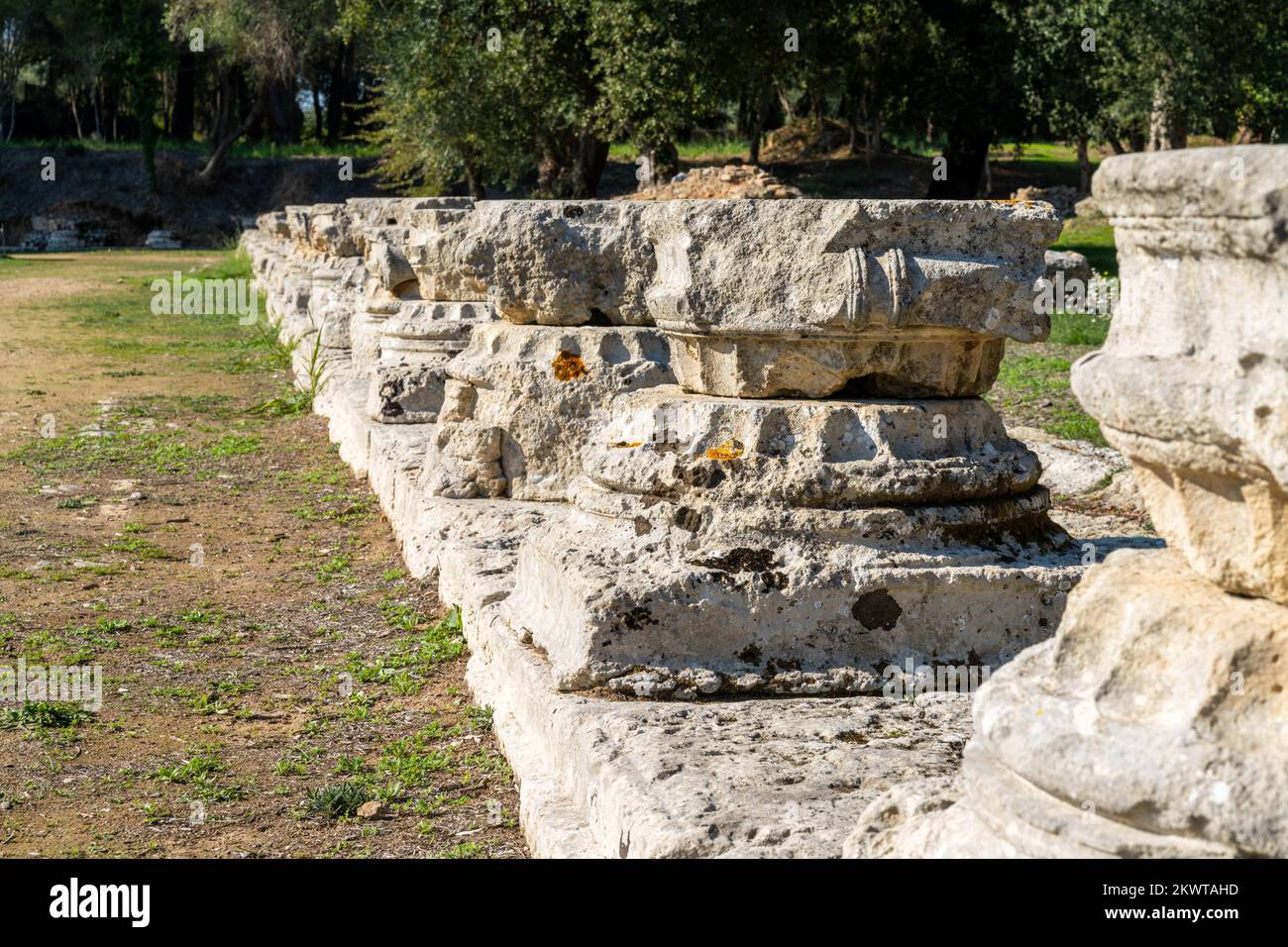 Olympia, Greece- 11 November, 2022: close-up low angle view of old ...