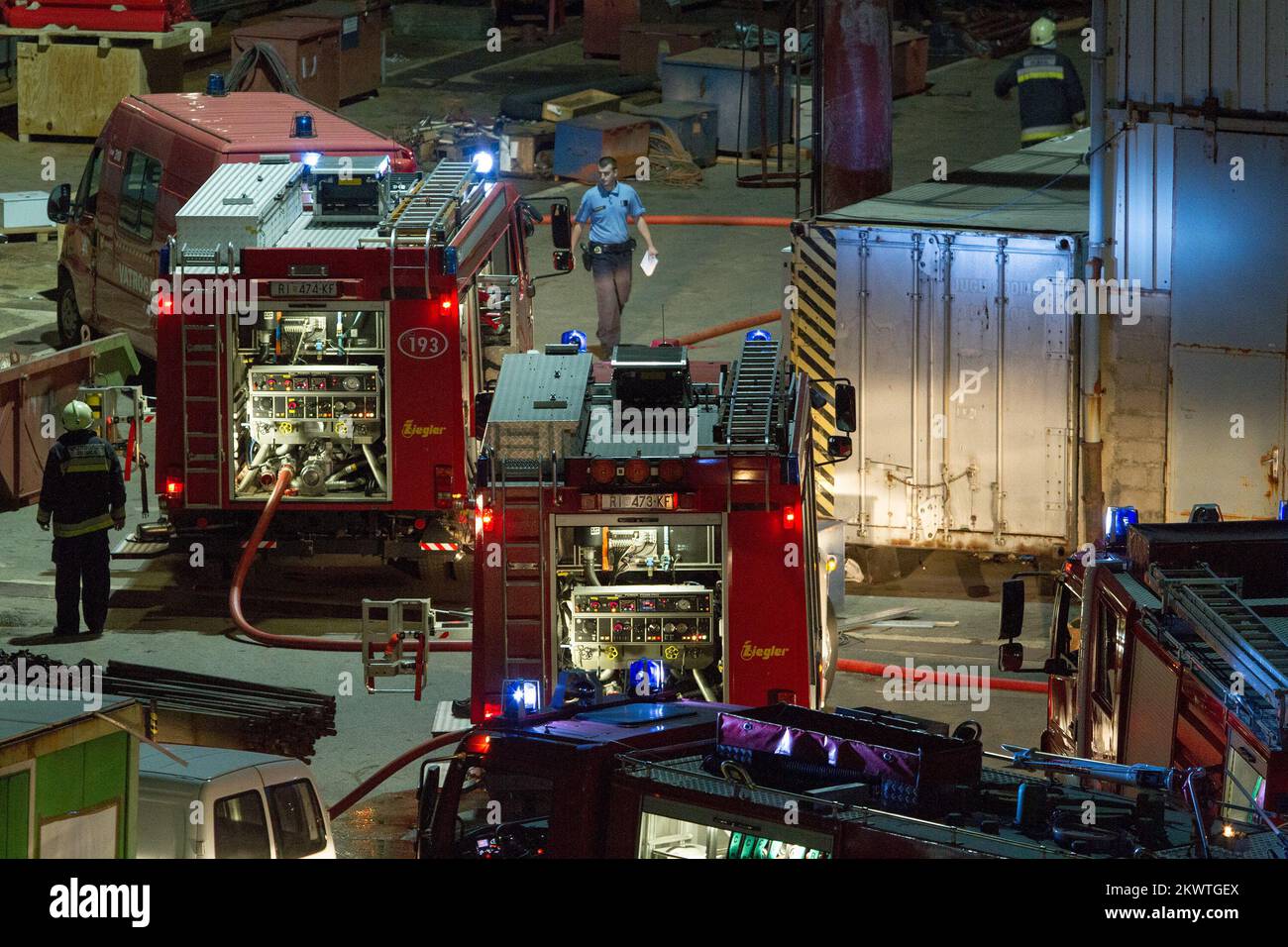 31.07.2015., Croatia, Rijeka - Fire on the US Navy's USS Mount Whitney ...