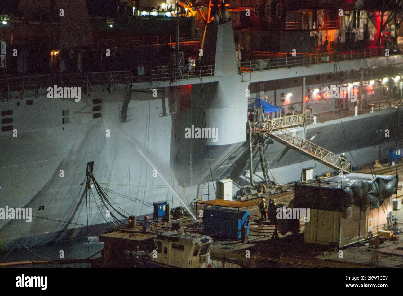 31.07.2015., Croatia, Rijeka - Fire on the US Navy's USS Mount Whitney ...