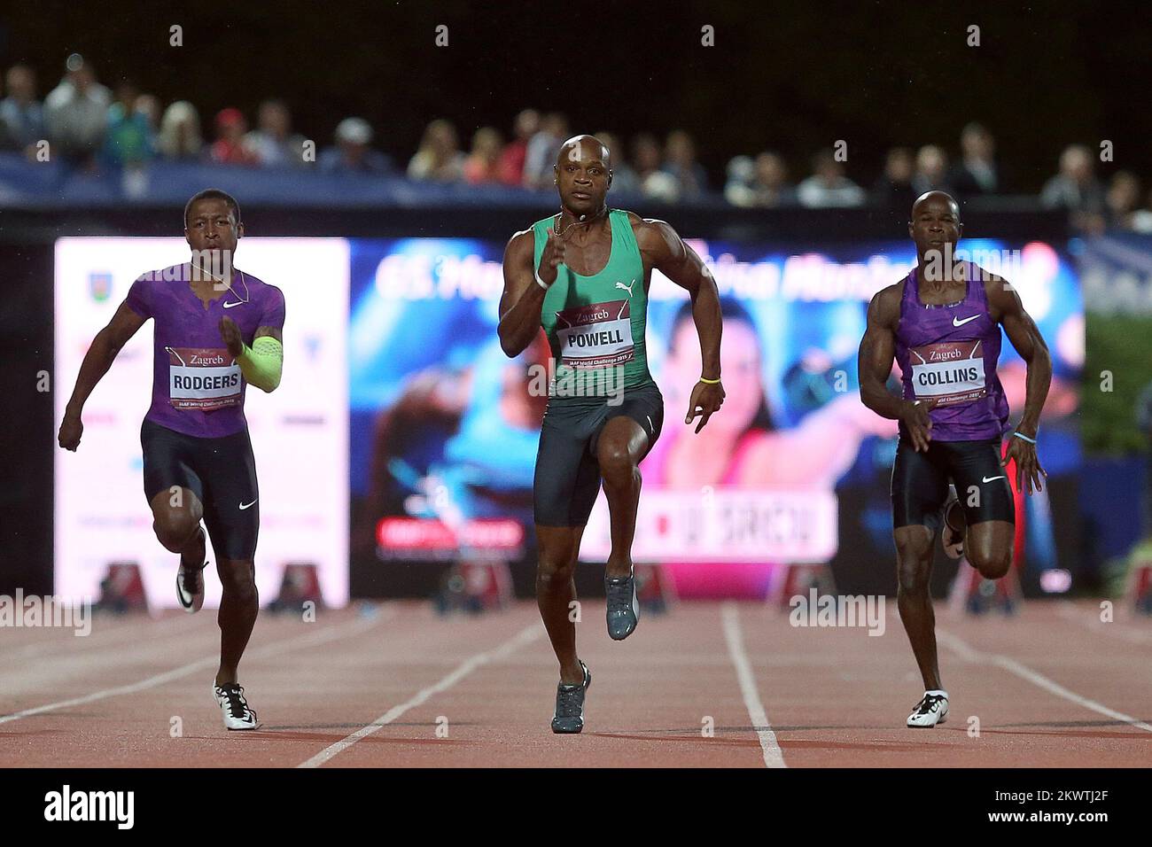100 m (M), Mike Rodgers, Asafa Powell, Kim Collins during the IAAF ...