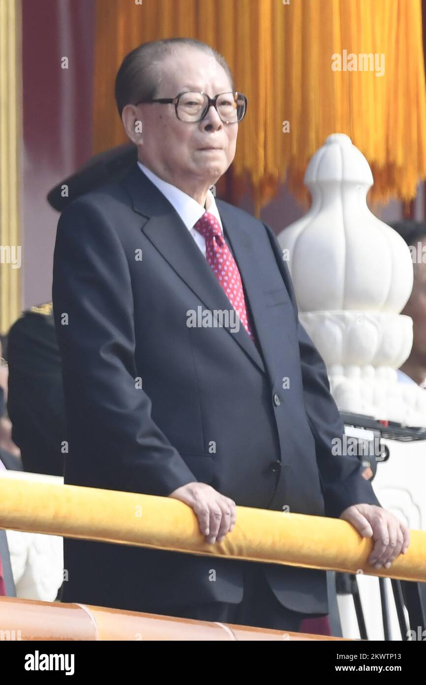 Photo taken in October 2019 shows former Chinese president Jiang Zemin ...