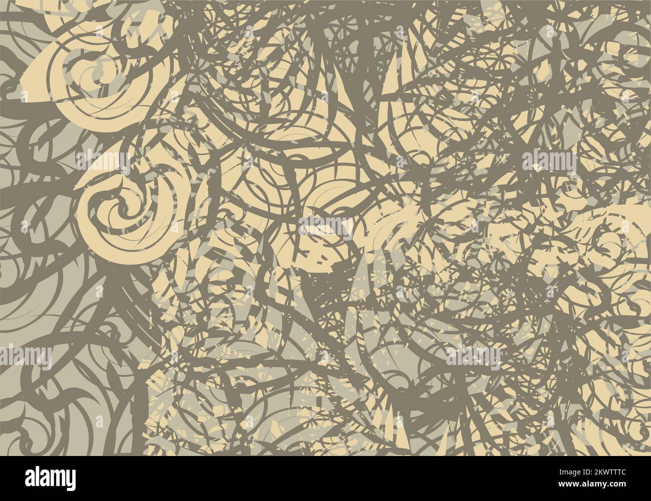 Abstract linear floral background in golden tonality for interior ...