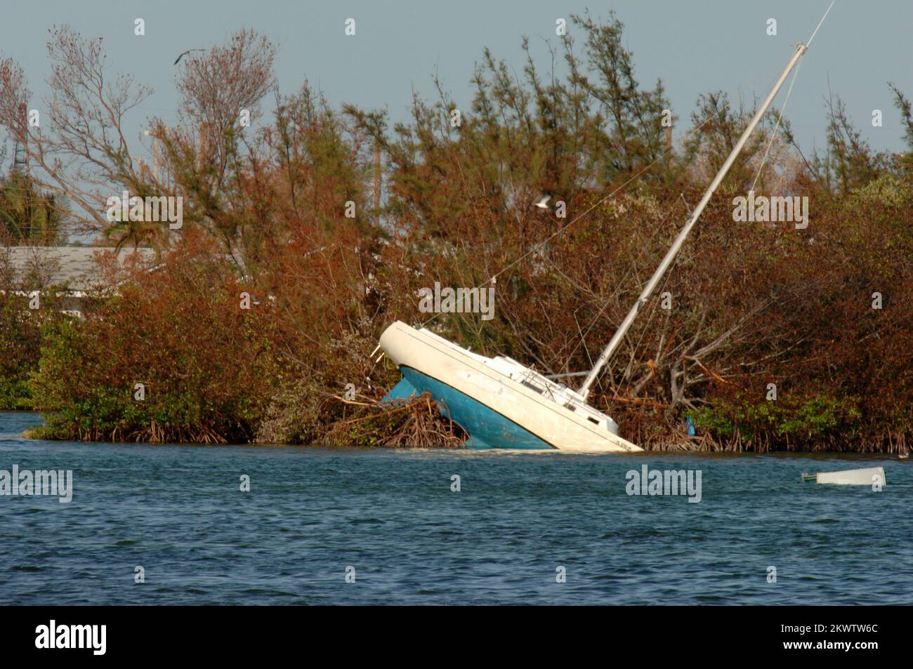 Hurricane Wilma, Key West, FL, November 4, 2005 A sailboat remains ...