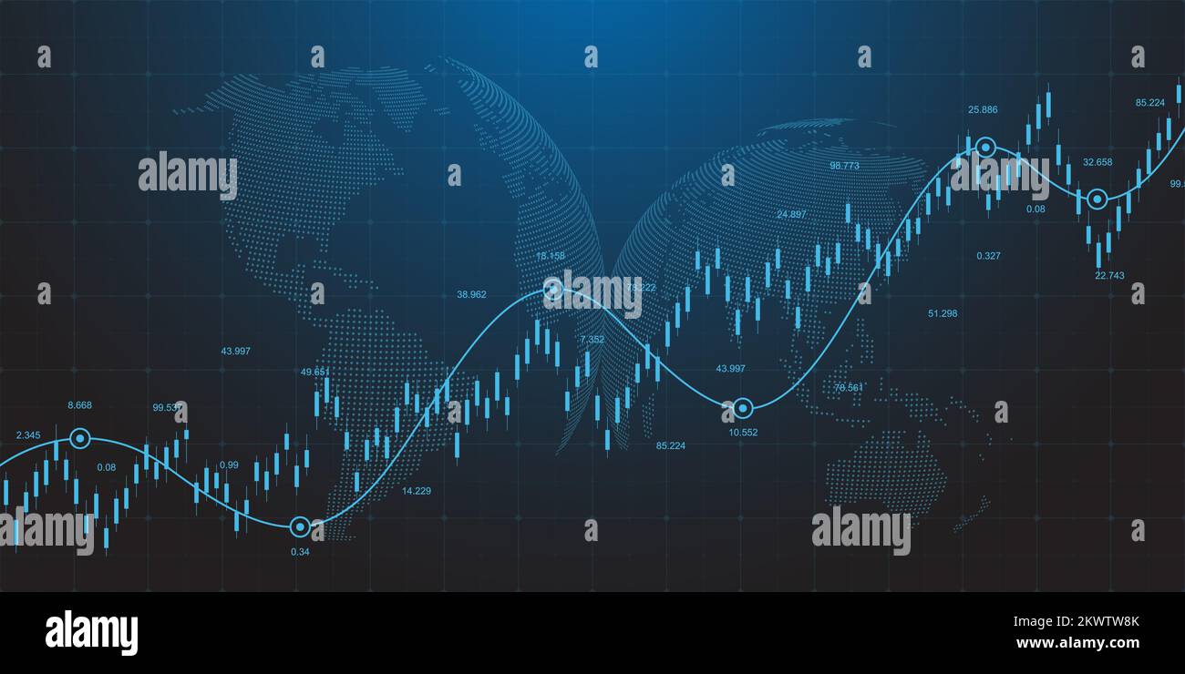 Financial data graph chart on grey background. Business background with ...