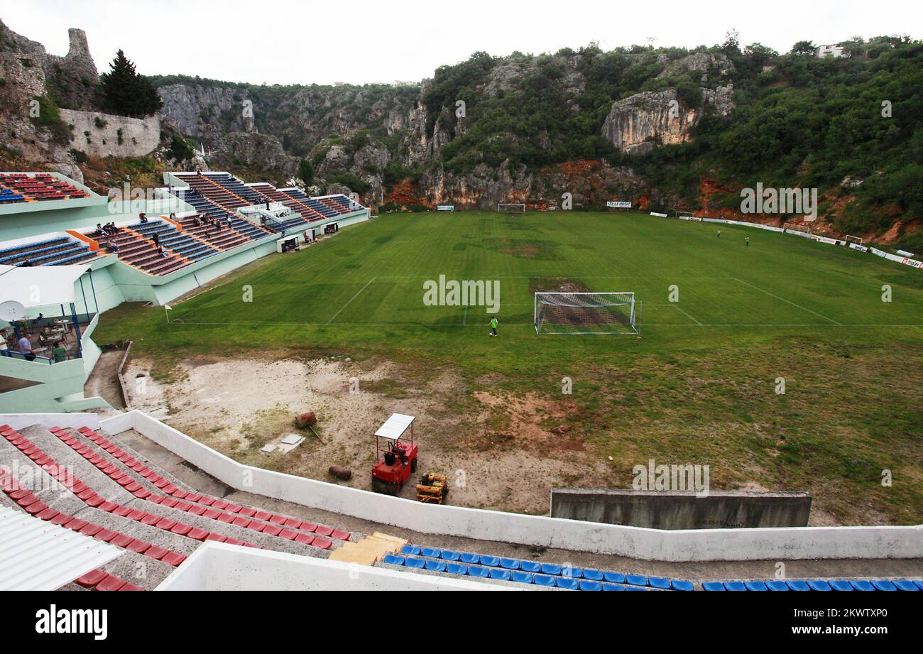 Football Stadium Our Lady Dolac is located under the rocks along the ...
