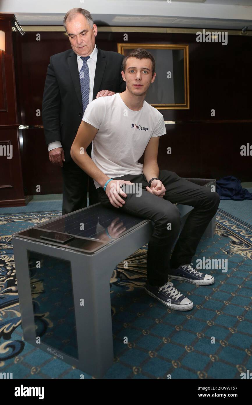 21.12.2015., Solin, Croatia - The young Croatian inventor John Mrvos ...