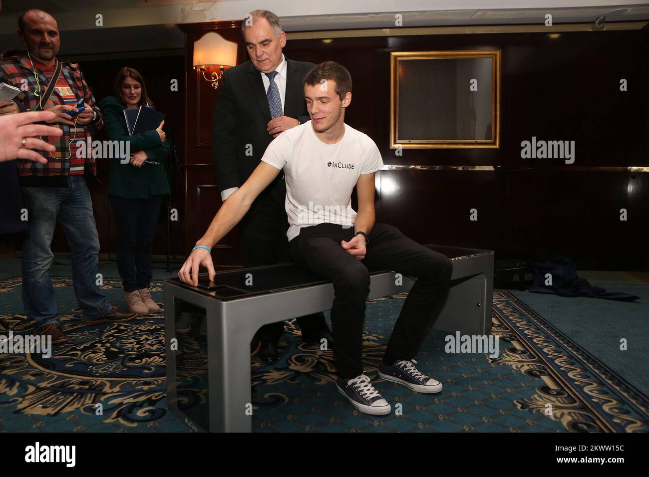 21.12.2015., Solin, Croatia - The young Croatian inventor John Mrvos ...