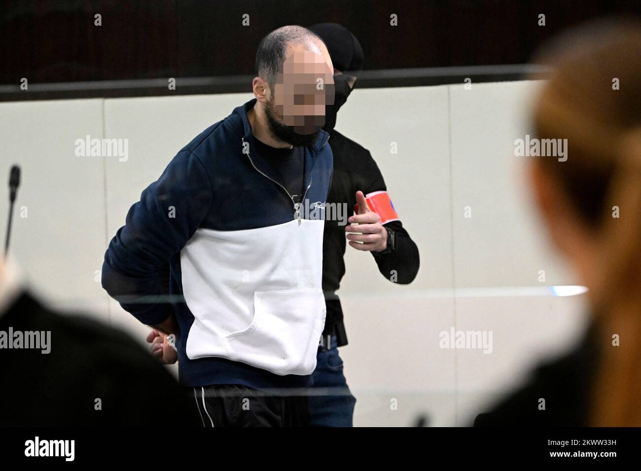 Haren, Brussels. 30 November 2022 Accused Bilal El Makhoukhi pictured ...