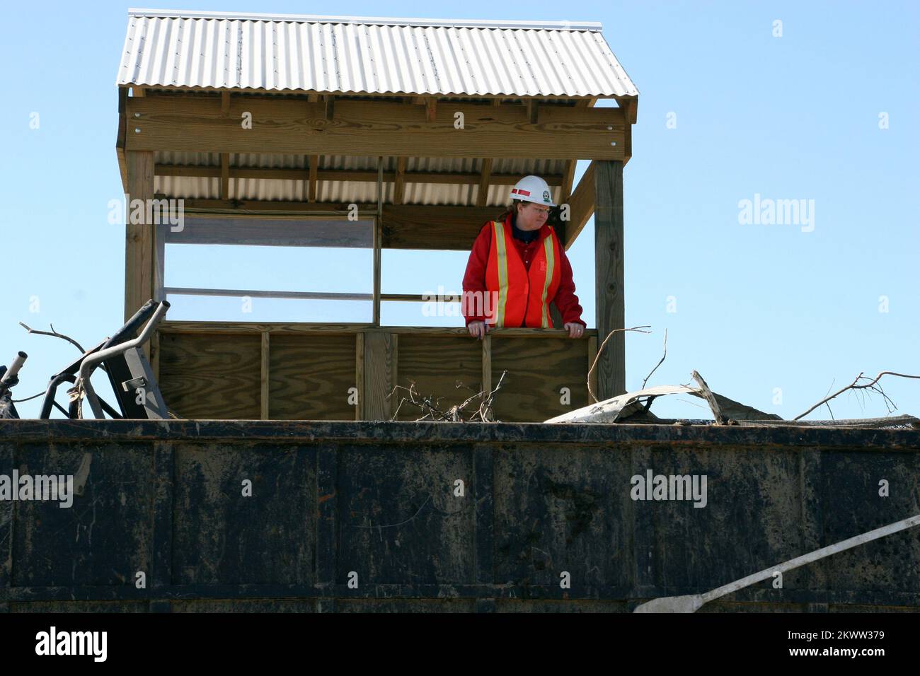 Hurricane Rita, Cameron, LA, January 11, 2006 - Debris is inspected as ...
