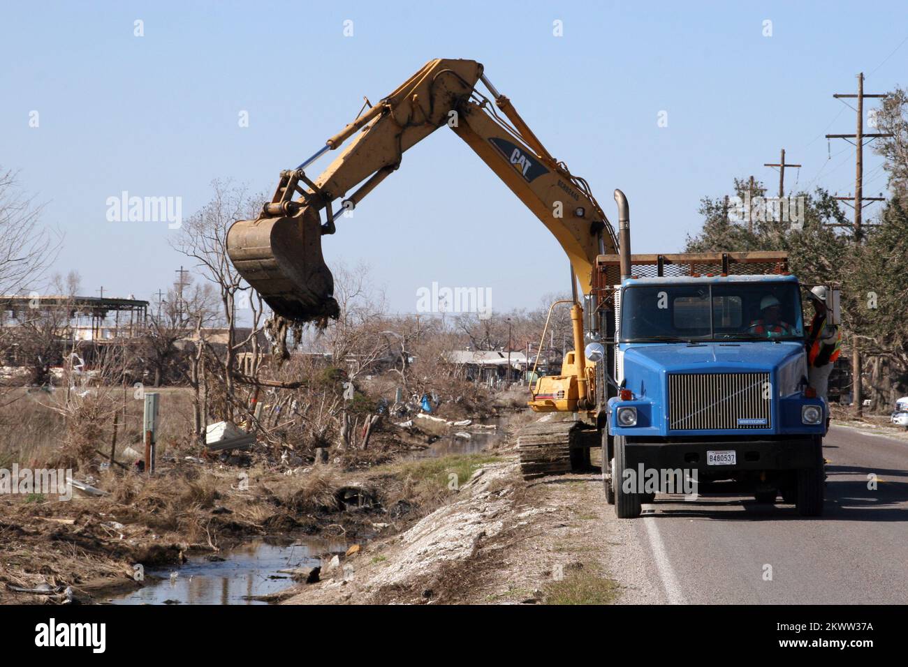 Hurricane Rita, Cameron, LA, January 11, 2006 - Crews funded by FEMA ...
