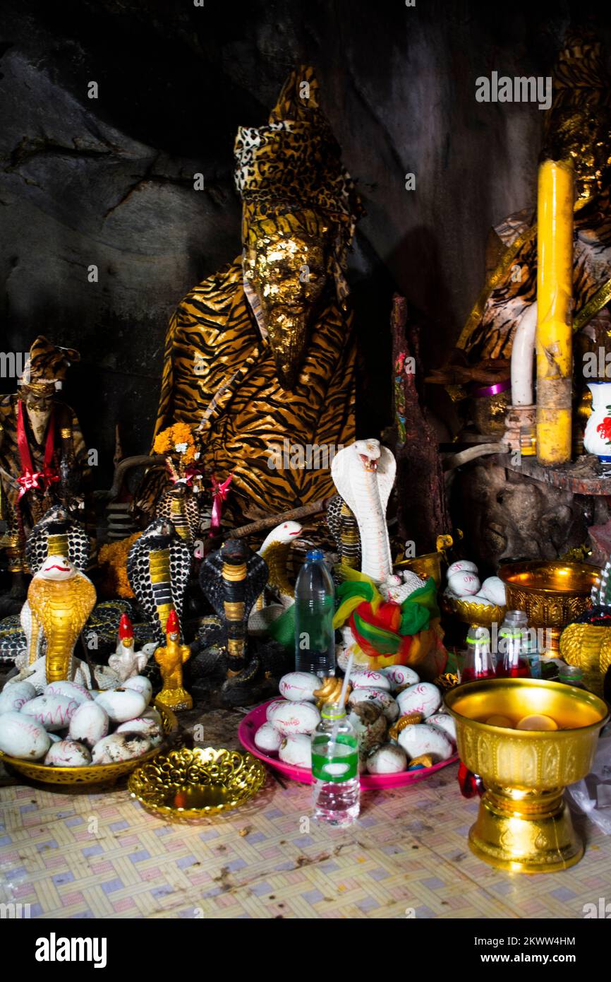 Ancient hermit or antique ruin eremite statue for thai people traveler ...