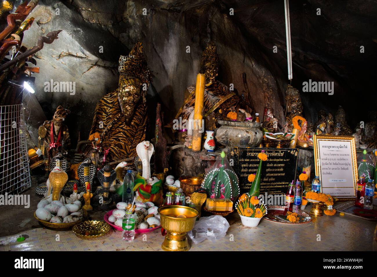 Ancient hermit or antique eremite statue for thai people traveler visit ...