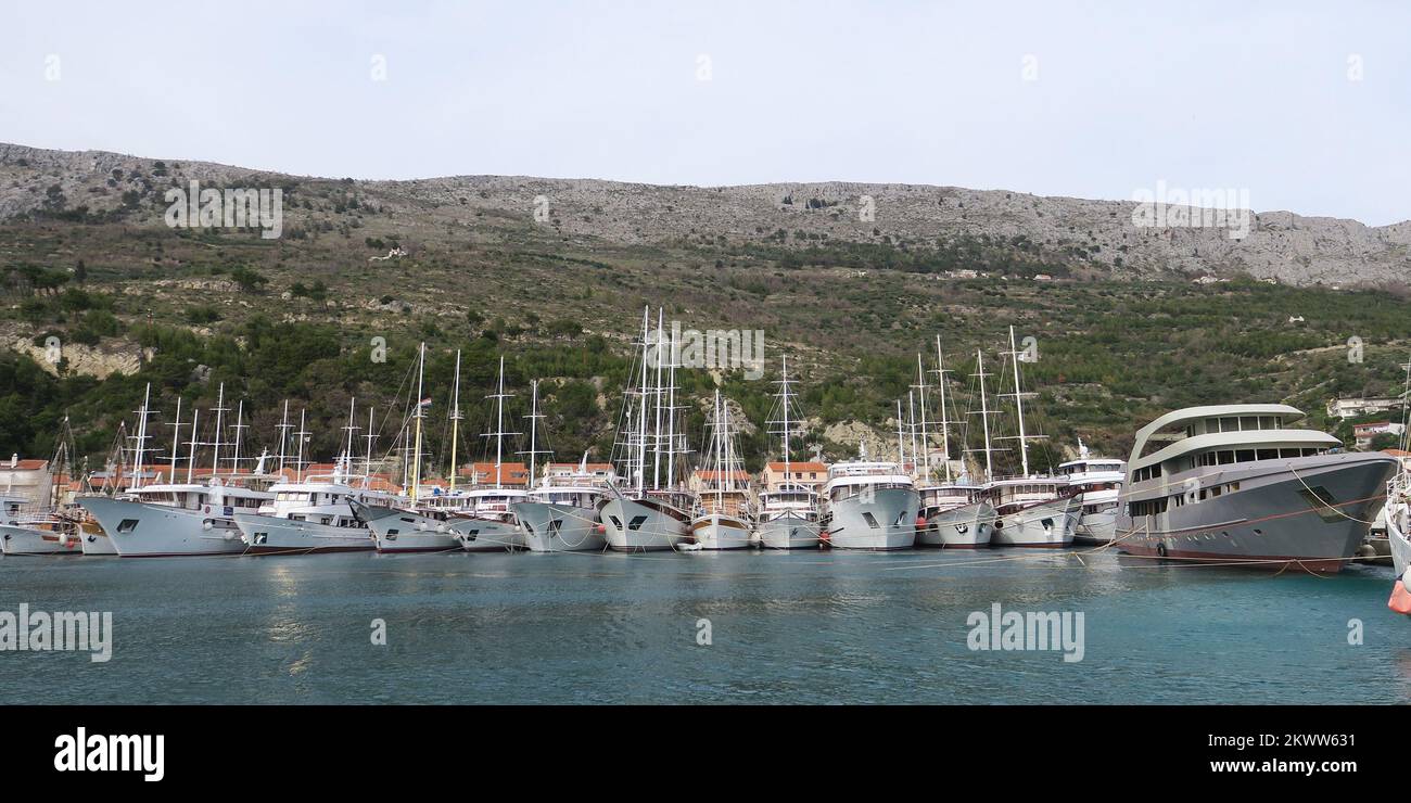 31.03.2016., Croatia, Krilo Jesenice - Boats moored in the port of ...