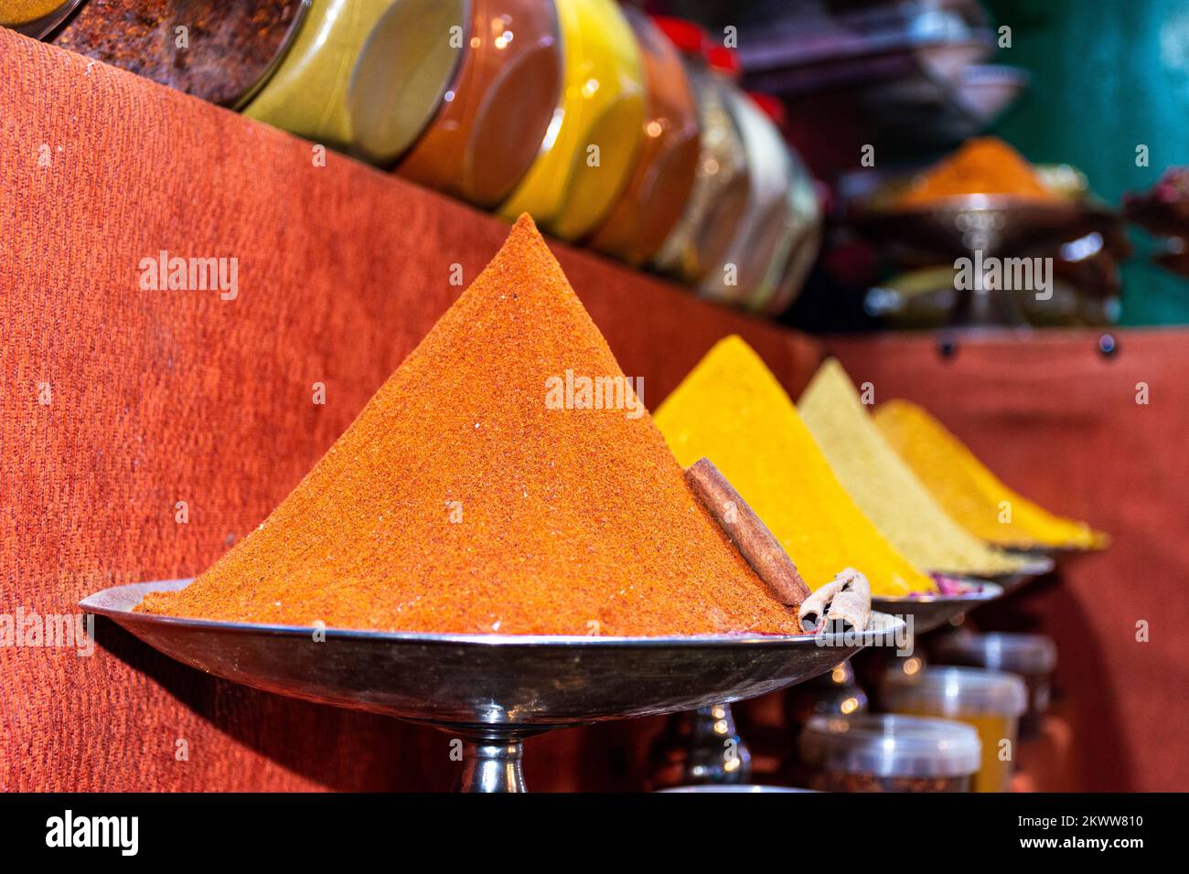 Close-up shot of colorful Arabic spices in the market in Tunisia Stock ...