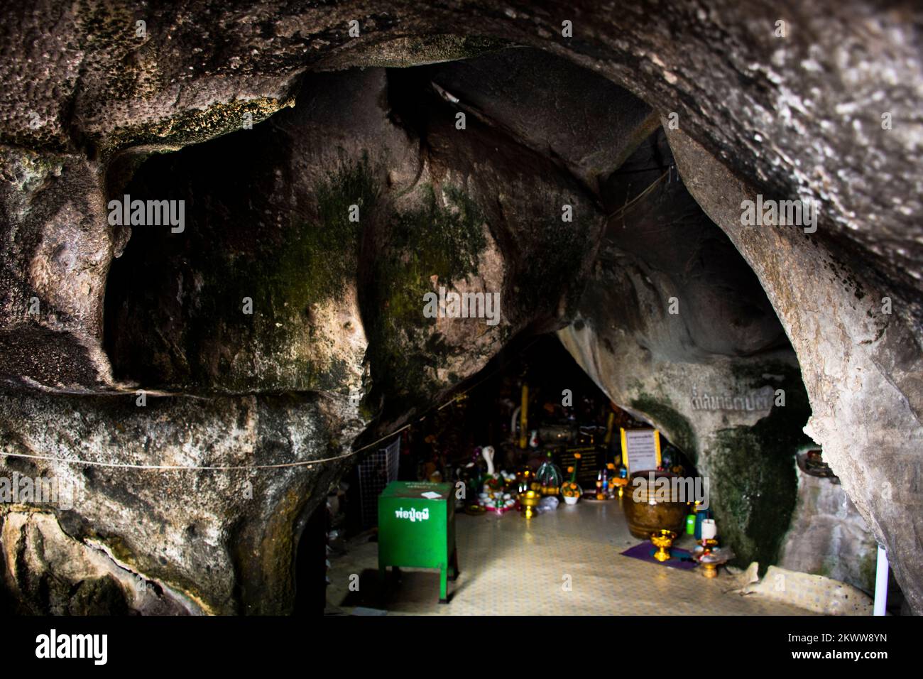 Ancient hermit or antique eremite statue for thai people traveler visit ...