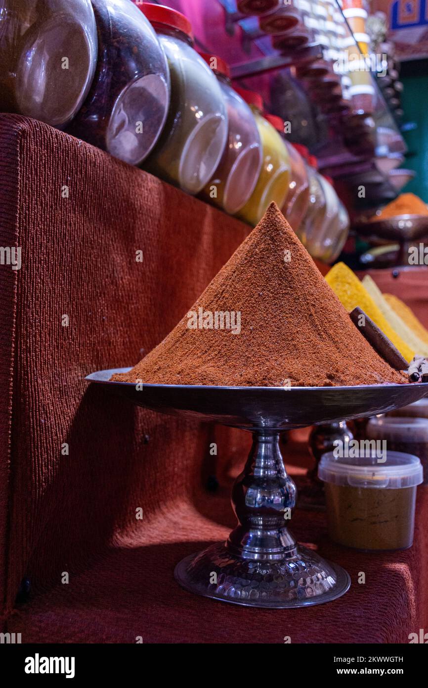 Close-up shot of colorful Arabic spices in the market in Tunisia Stock ...