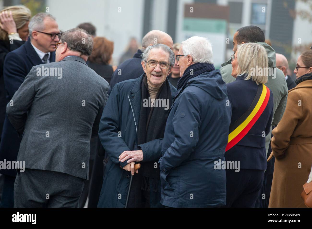 Willy Claes pictured during the state funeral for Minister of State ...
