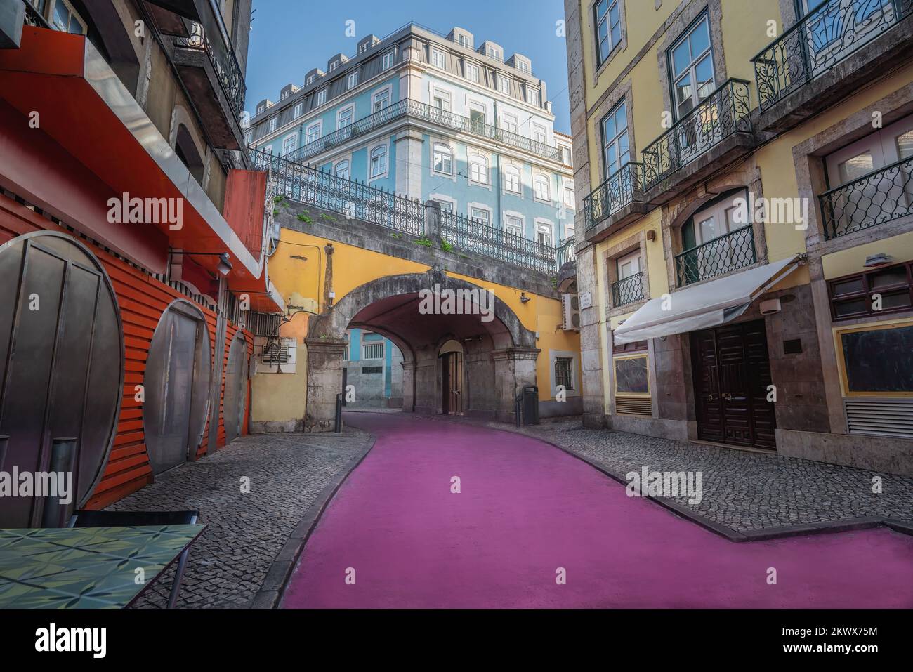 Pink Street (Rua Cor de Rosa) at Cais do Sodre - Lisbon, Portugal Stock ...