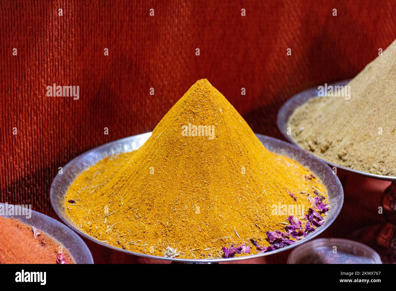 Close-up shot of colorful Arabic spices in the market in Tunisia Stock ...