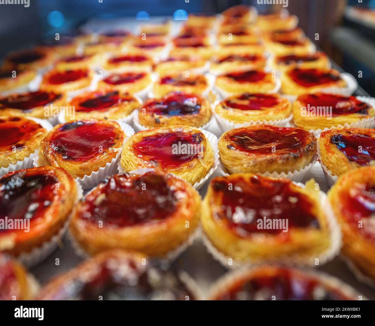 Portuguese Custard Tarts with Jam - Lisbon, Portugal Stock Photo - Alamy