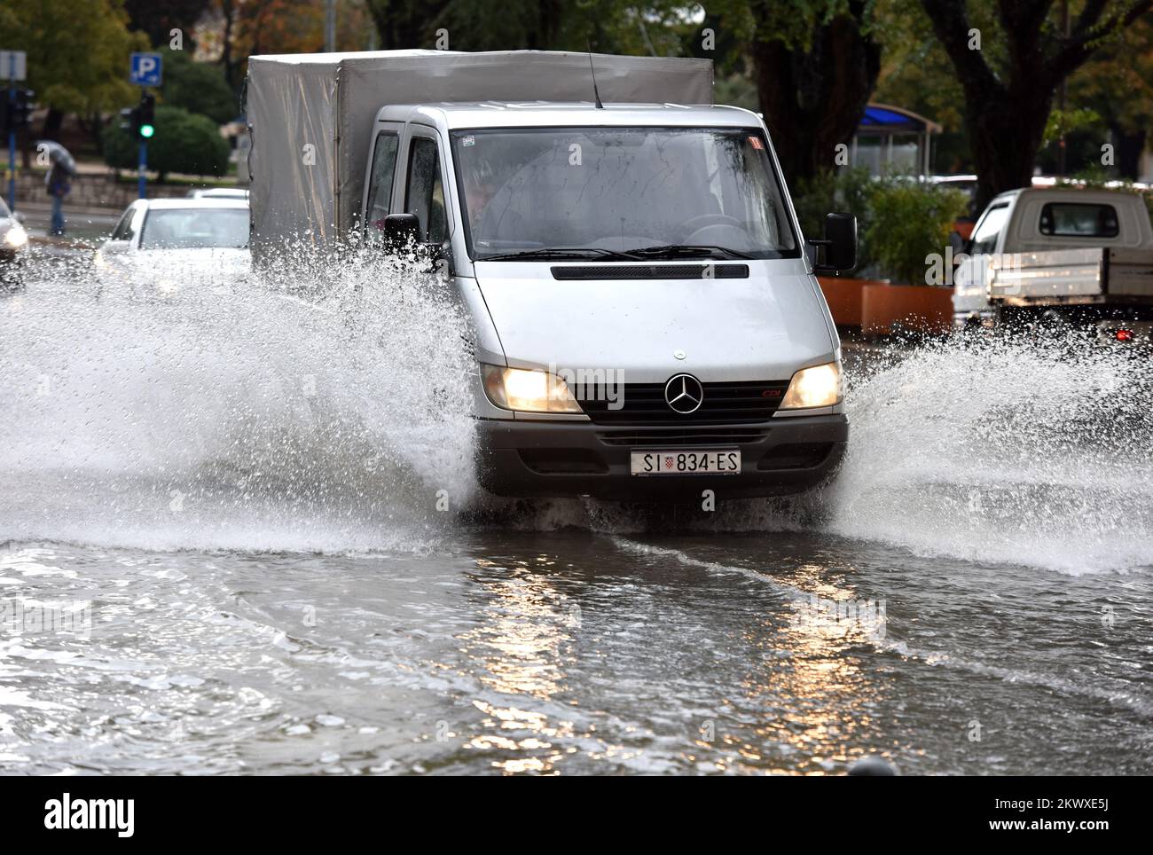 11.11.2016., Sibenik, Croatia - Heavy rain has caused flooding in the ...