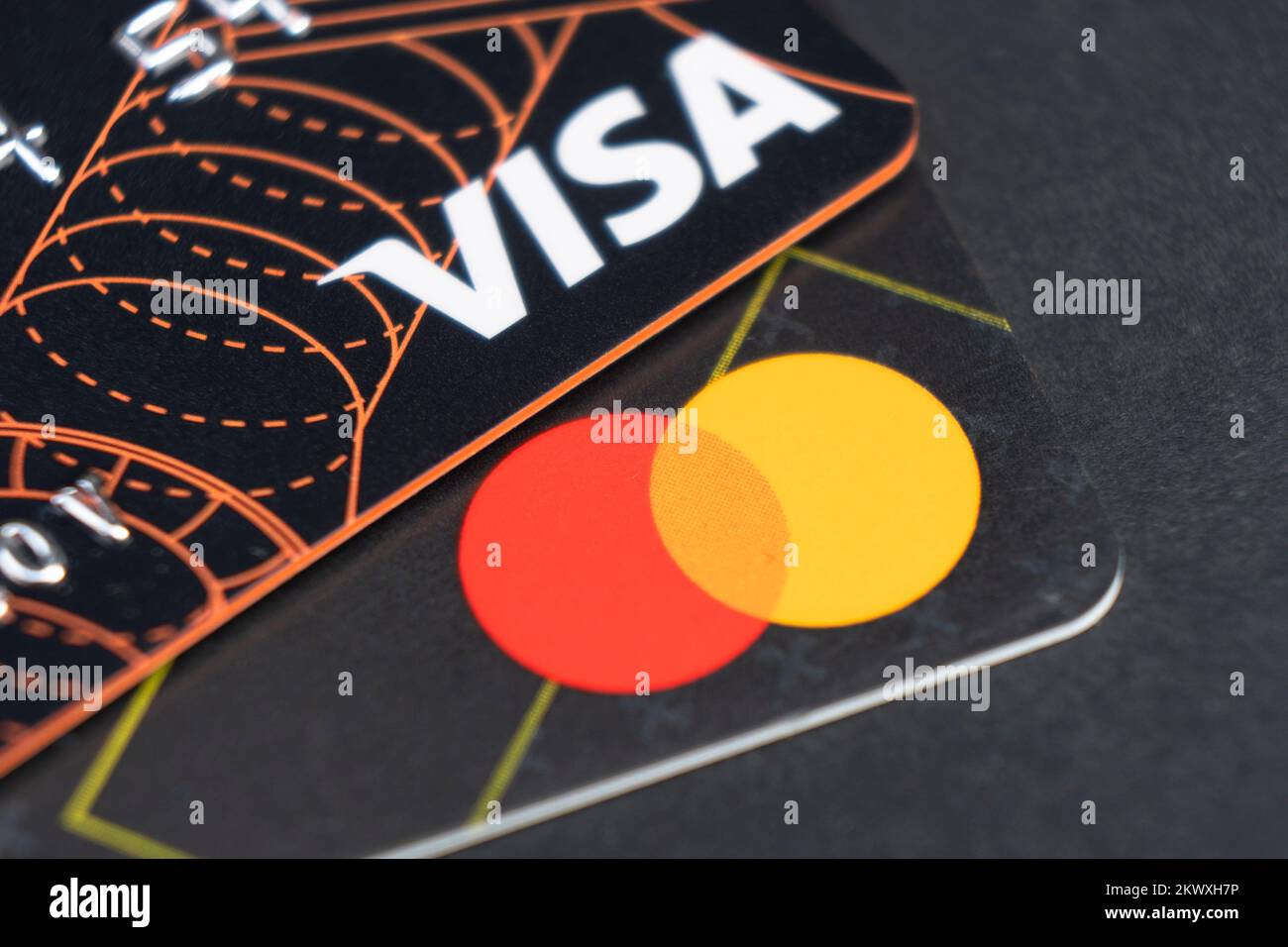 Yerevan, Armenia, November 25, 2022: Visa and mastercard credit cards ...