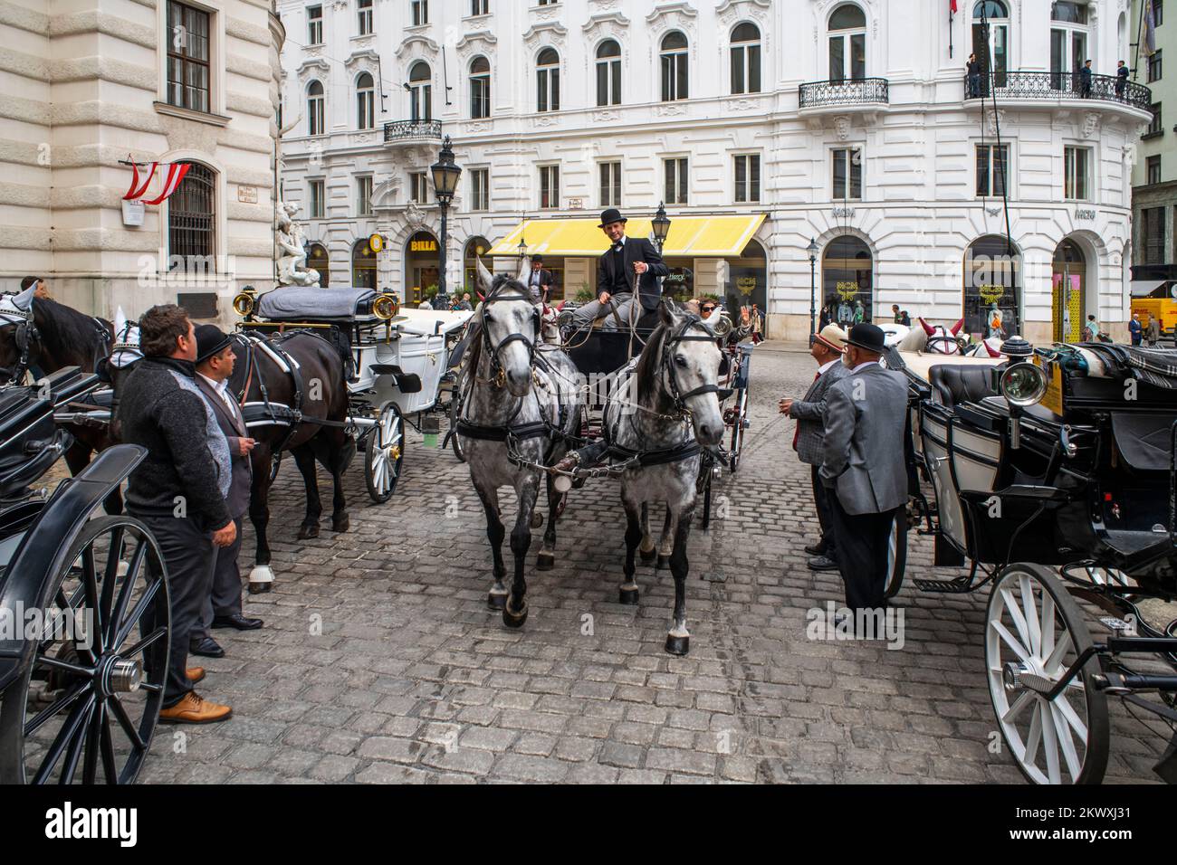 Vienna Fiaker, horse drawn carriage in front of Imperial Palace ...
