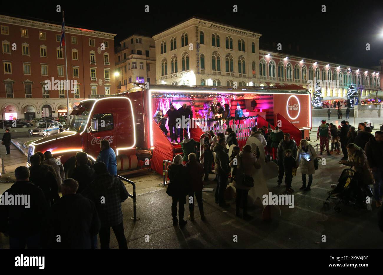 Coca Cola truck visited Split during holidays Stock Photo - Alamy
