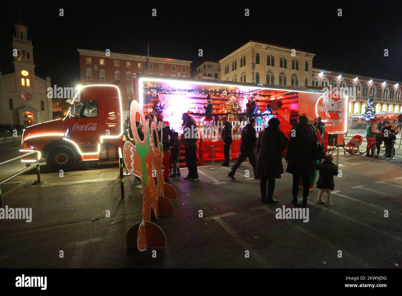 Coca Cola truck visited Split during holidays Stock Photo - Alamy