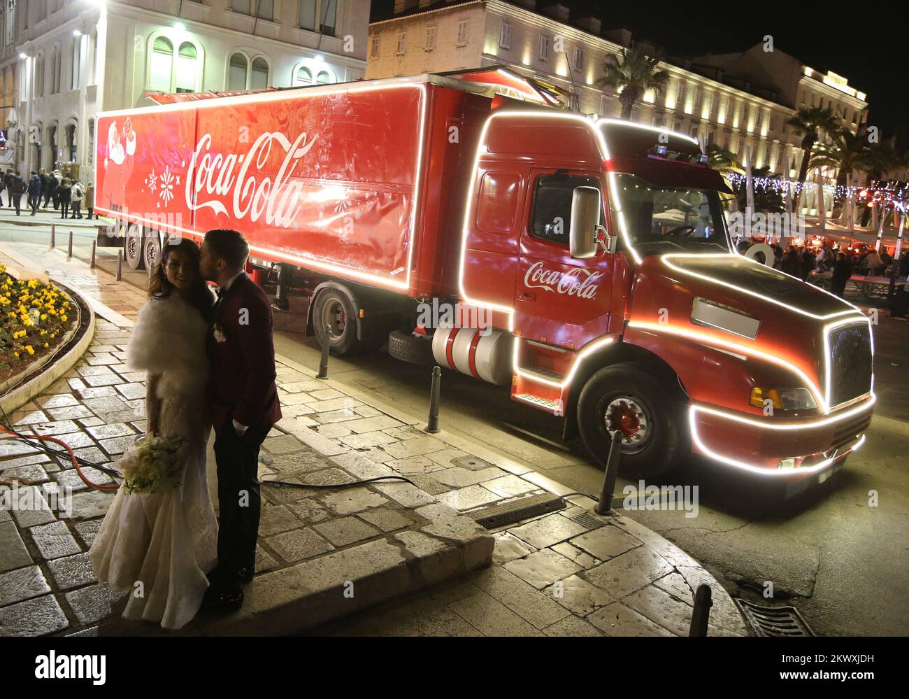 Coca Cola truck visited Split during holidays Stock Photo - Alamy